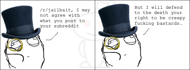 What I gather to be the consensus on the /r/jailbait debate... :) Memedroid