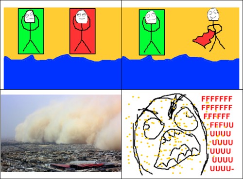 Esas tormentas de arena que se originan cuando alguien agita la tolla ...